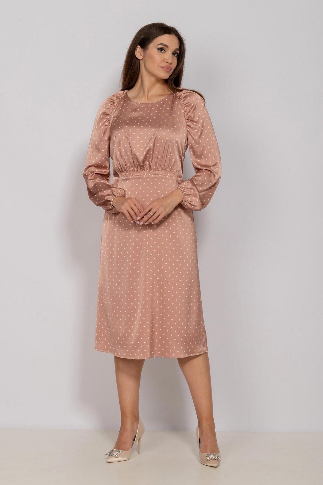 Платье 723 бежевый MisLana купить в интернет магазине Велесмода